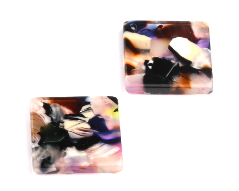 Acetate Square Charms - Square Earings and Pendant - Earring Findings ...