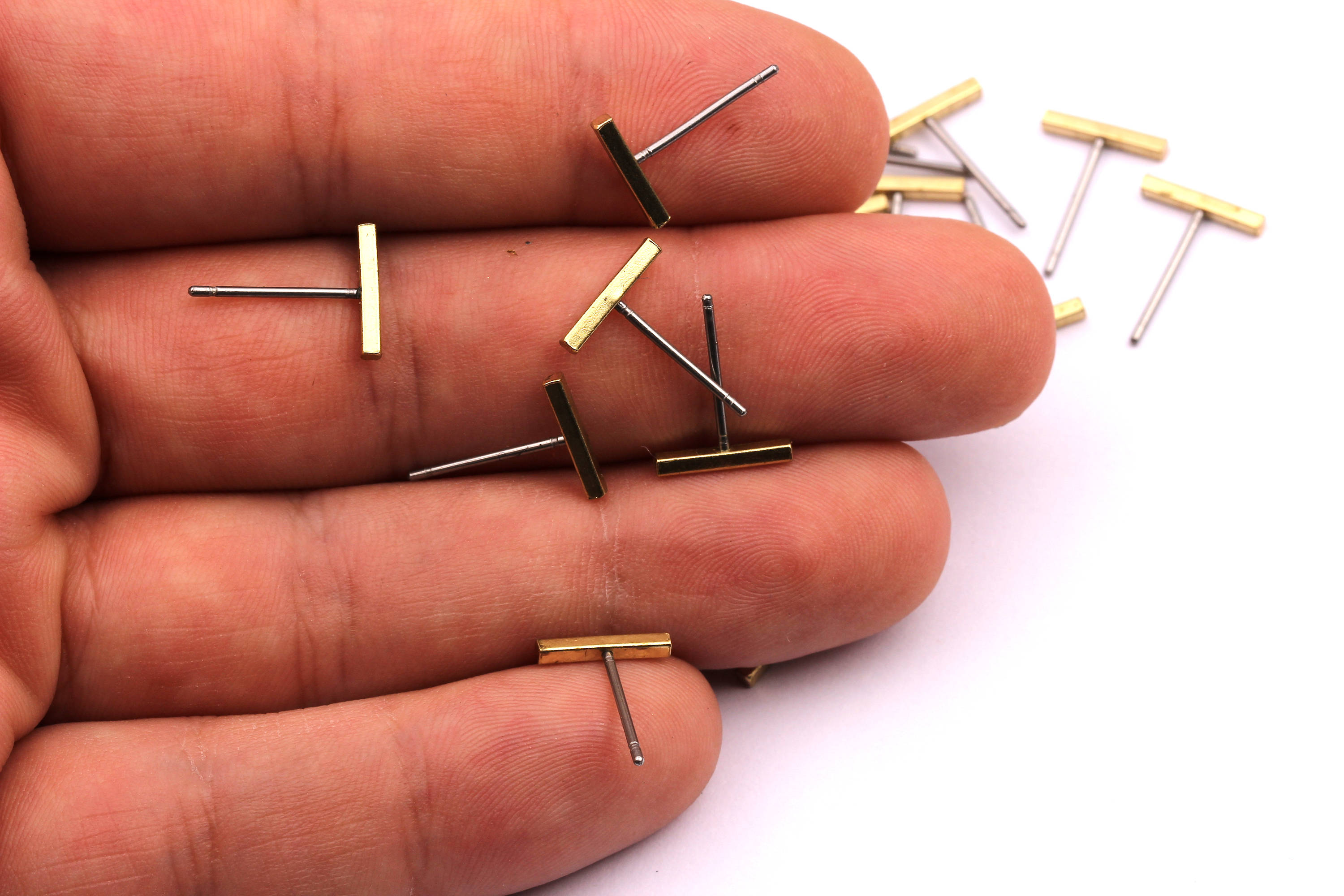 Rectangle Bar Stud Raw Brass Flat Bar Stud Stainless Steel - Etsy