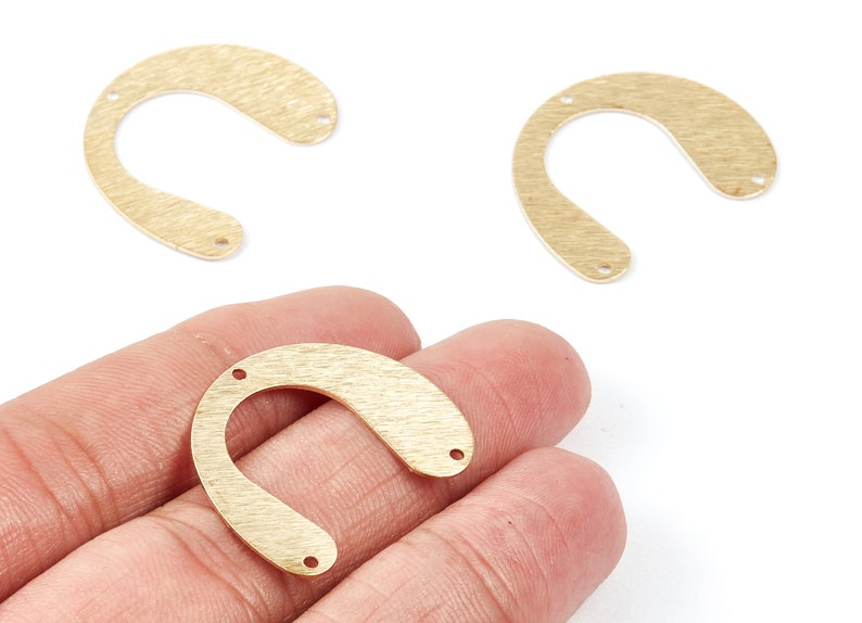 Brass U Charms - Textured U Shaped Raw Brass Connectors With 3 Holes ...