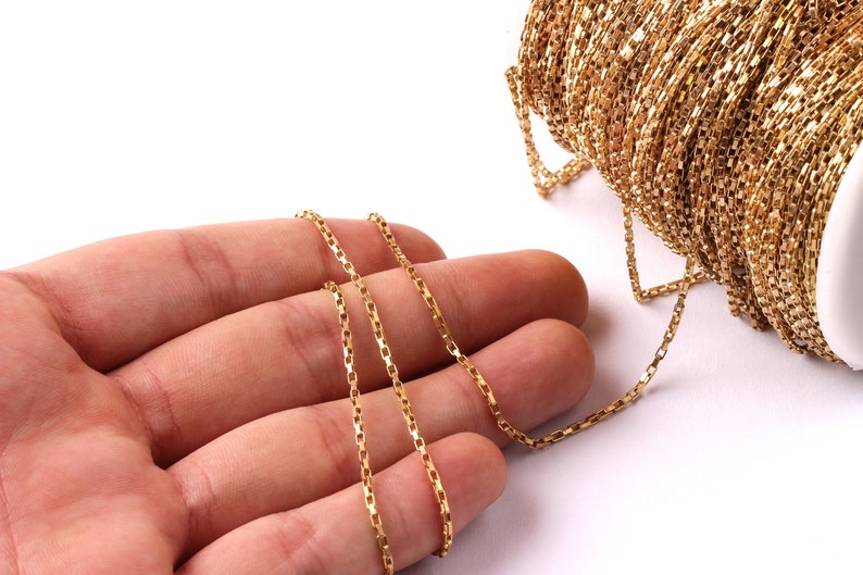 Rectangle Box Chain Link Chain Raw Brass Chain Open Link | Etsy