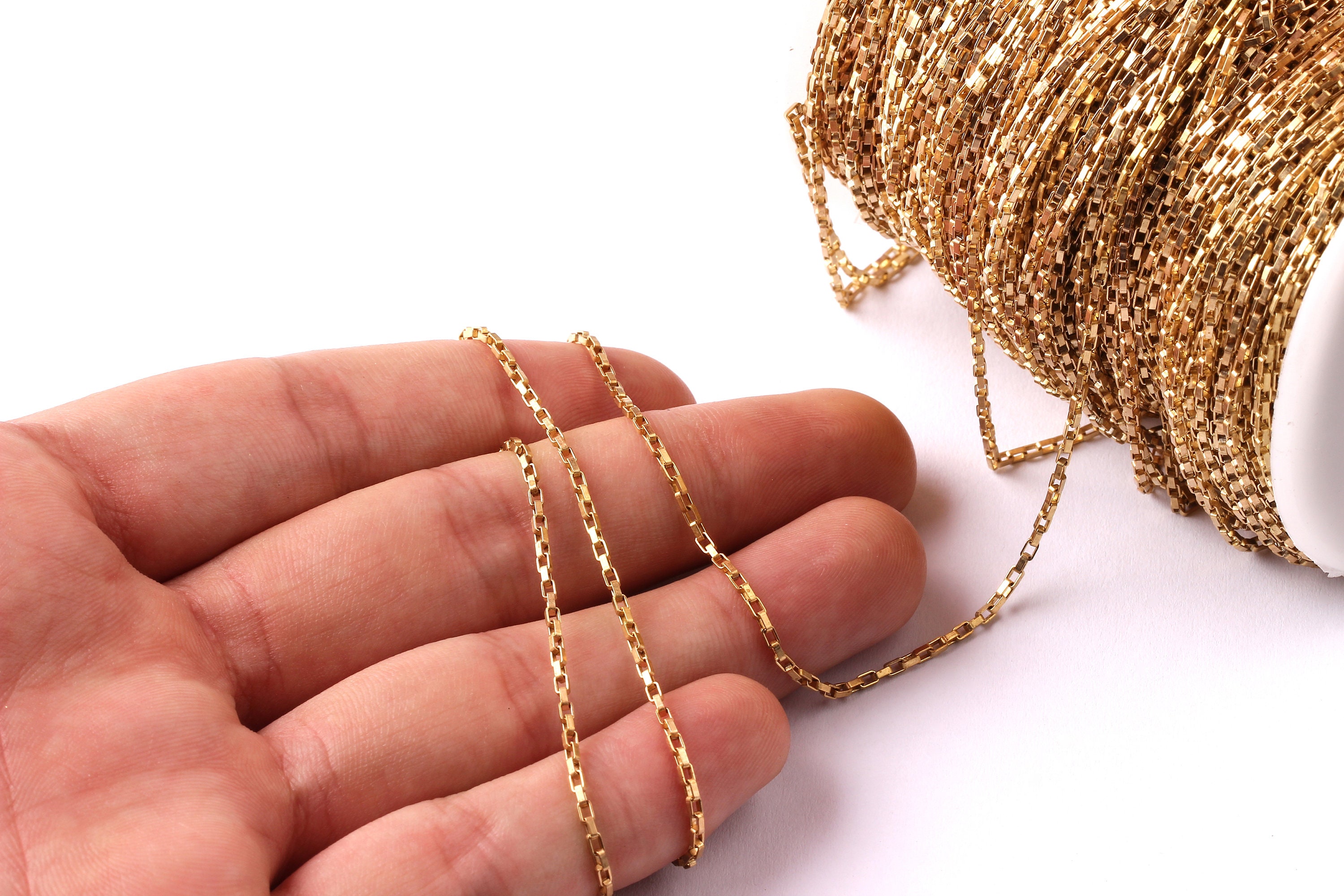 Rectangle Box Chain Link Chain Raw Brass Chain Open Link | Etsy