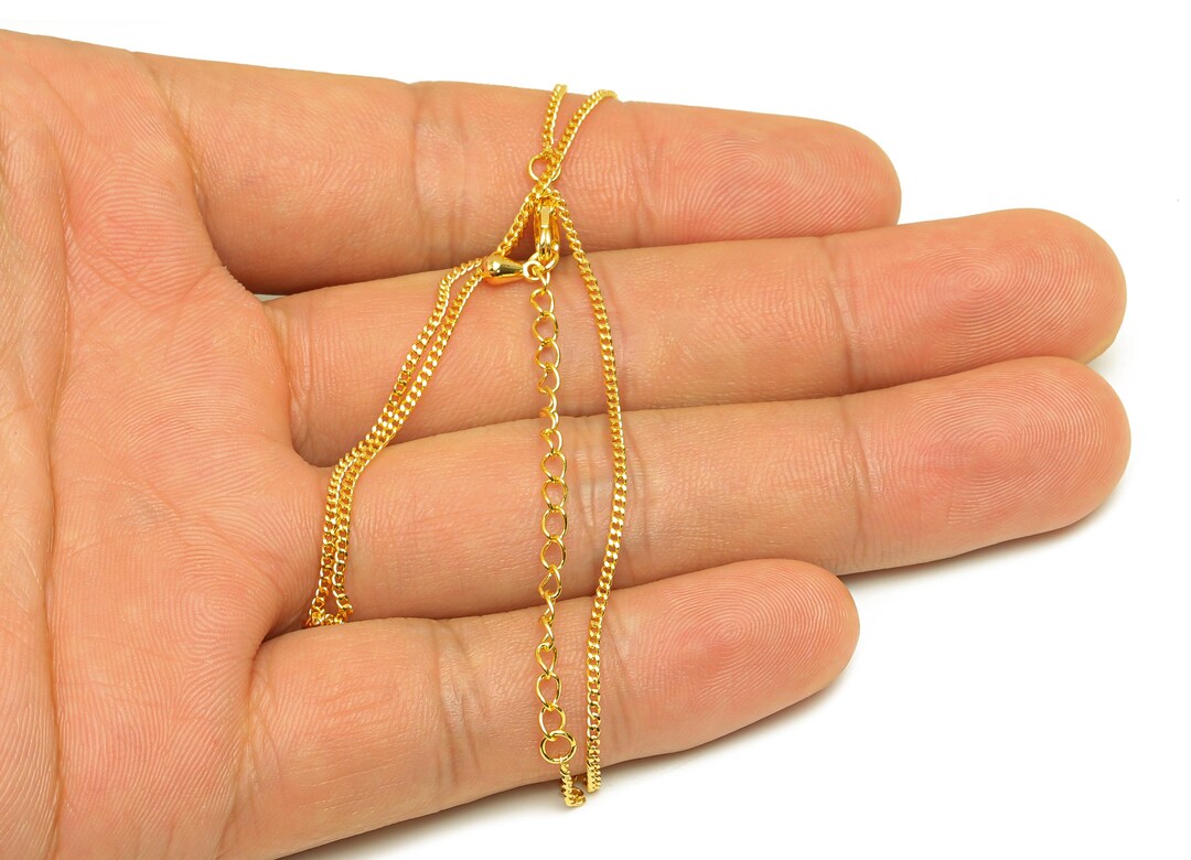 0.135 Finished Curb Chain - Gold 42+6cm Faceted Curb Chain - Brass Mini ...