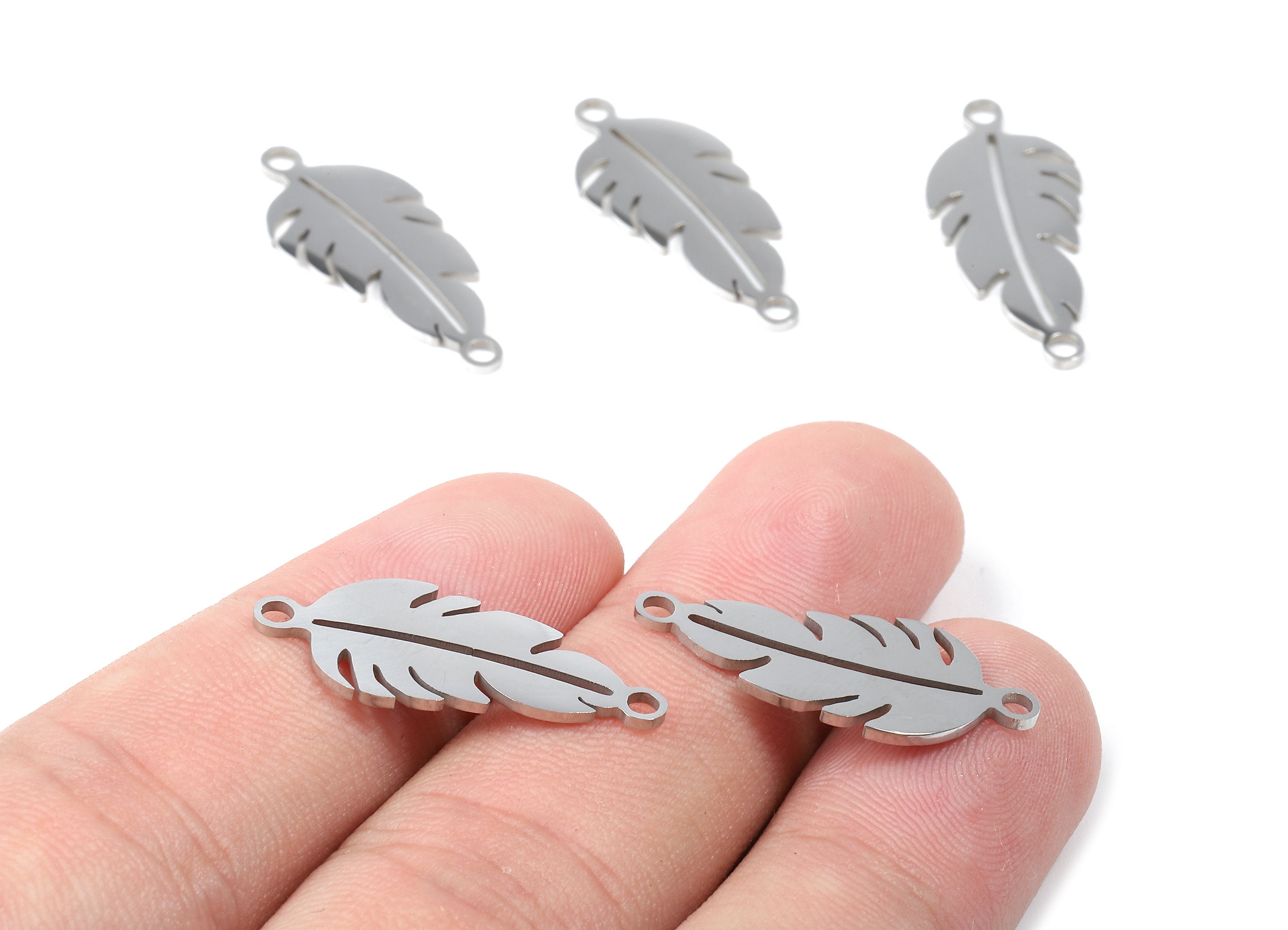 Stainless Steel Feather Connector Feather Earrings Charms - Etsy