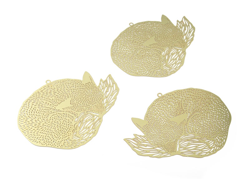 Brass Fox Earring Charms Raw Brass Fox Pendant Earring - Etsy