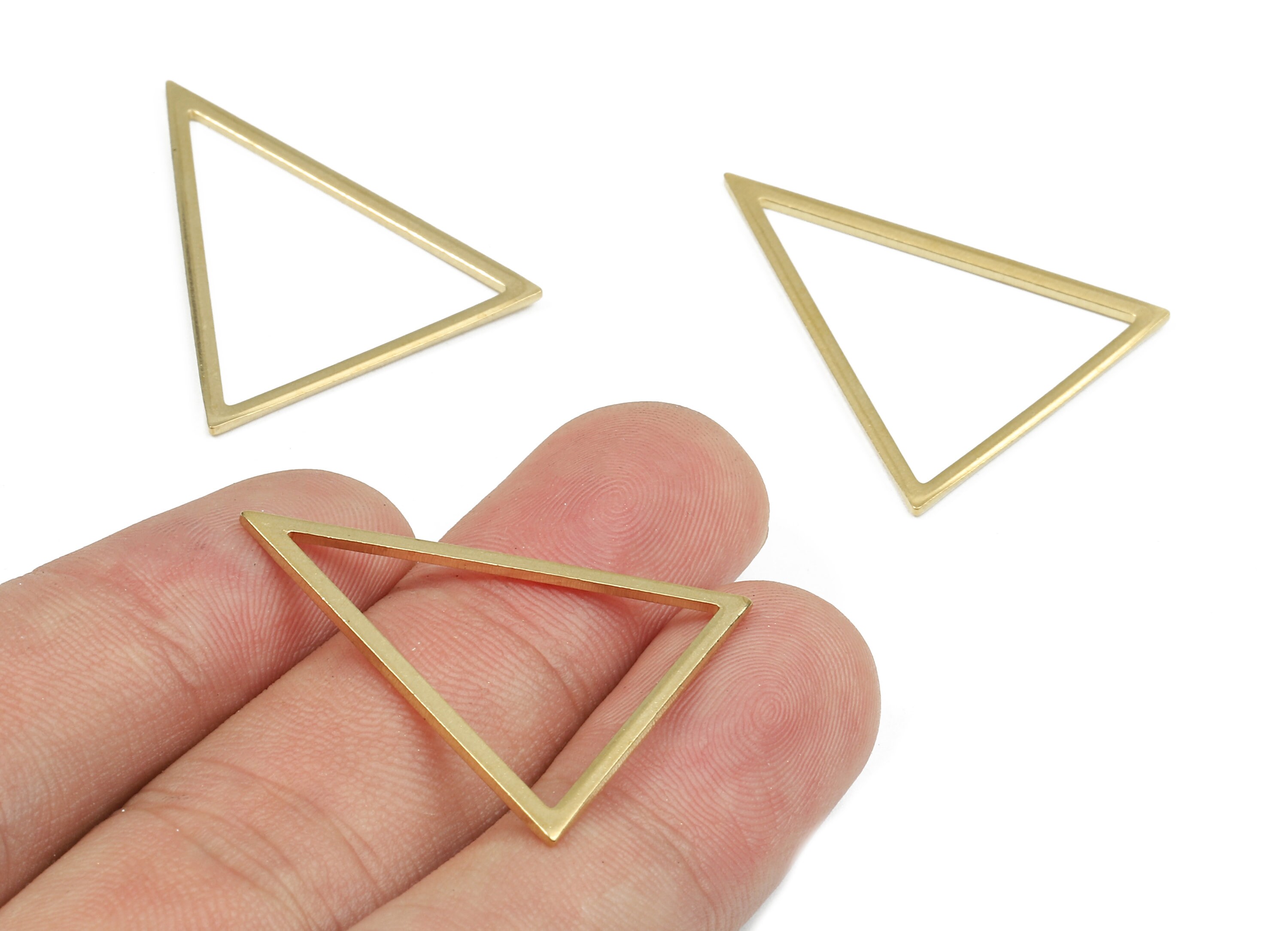 Brass Triangle Ring Charms Raw Brass Triangle Earrings and - Etsy