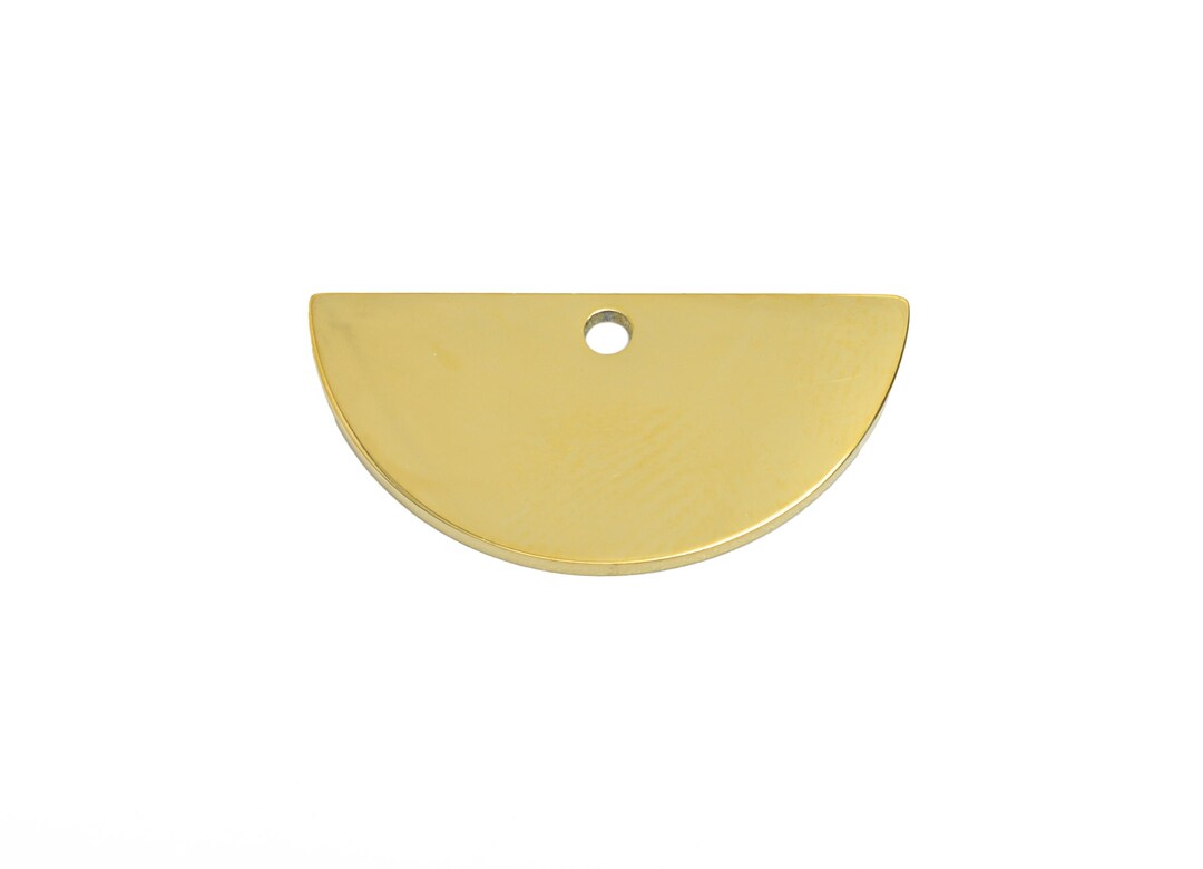 Steel Half Moon Pendant - Minimalist Crescent Charm - Semicircle ...