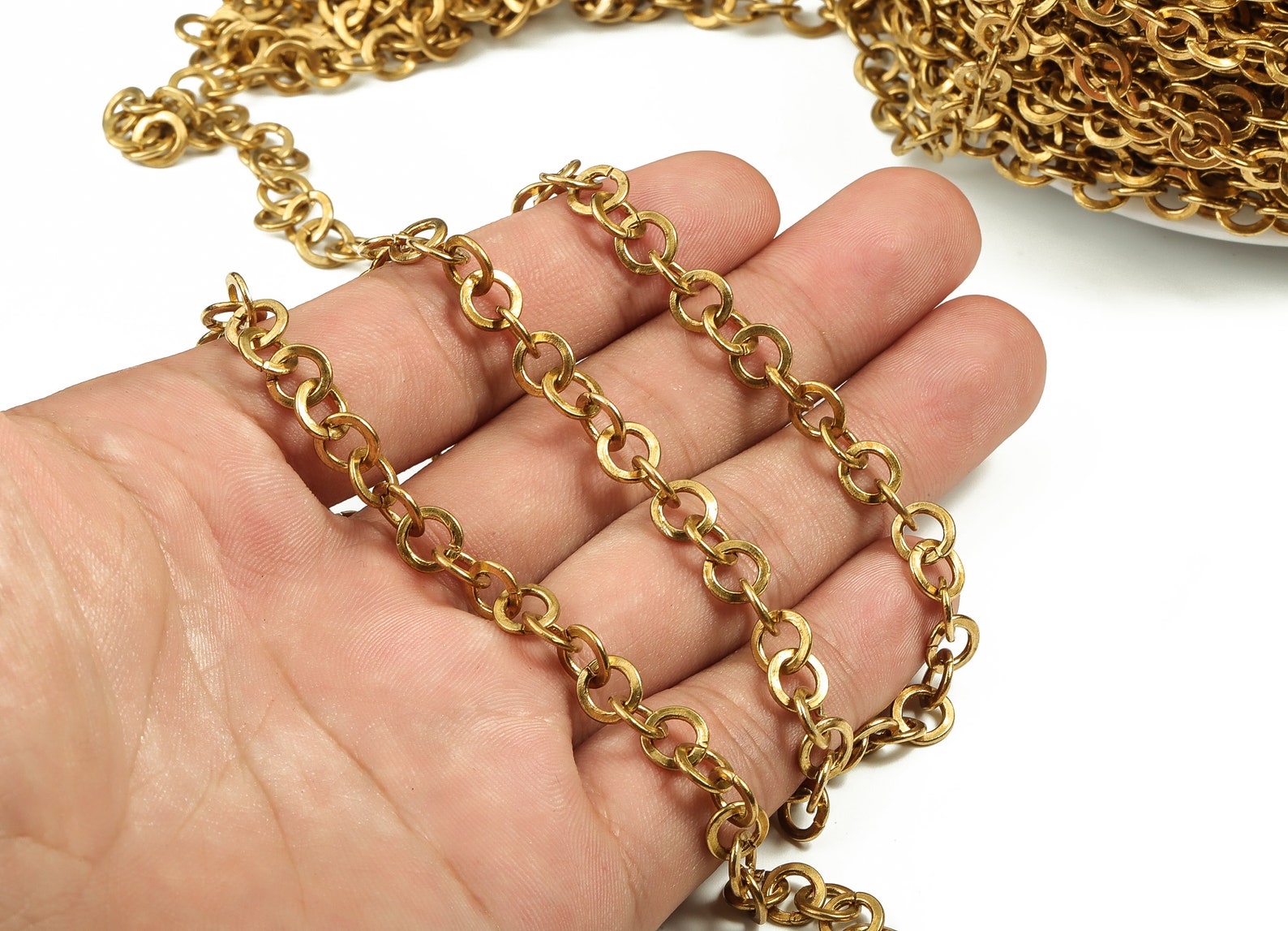 Flat Round Link Cable Chain Raw Brass Unsoldered Brass - Etsy