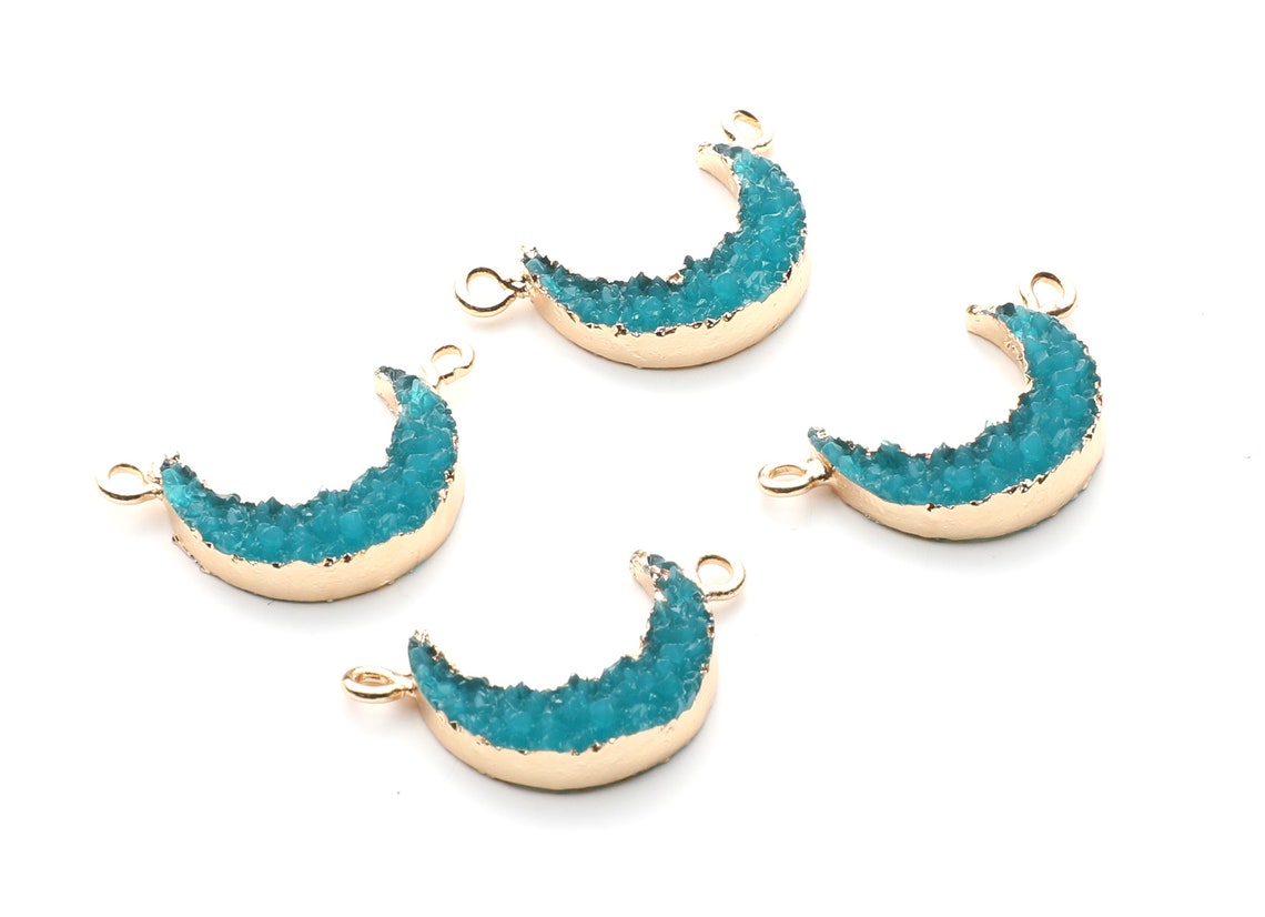 Druzy Bracelet and Necklace Charms Blue Resin Copper - Etsy