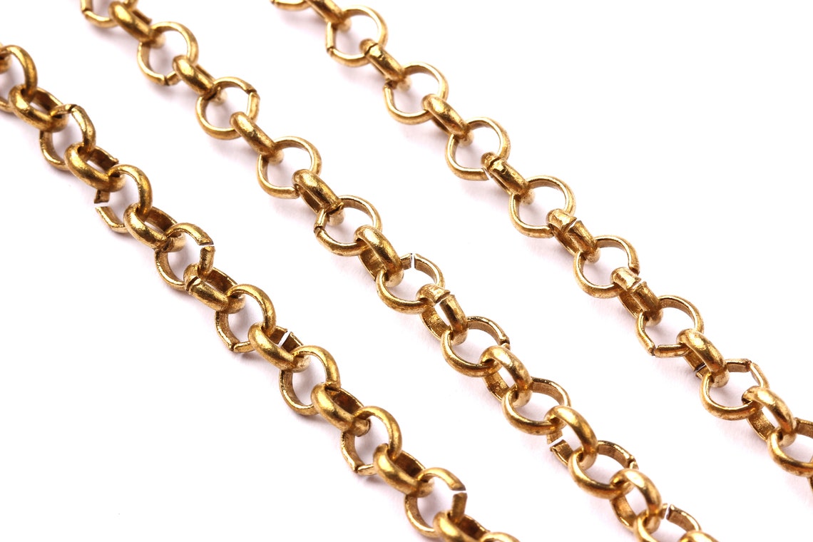 Brass Rolo Chain - Raw Brass Chain - Unsoldered Round Rolo Chain - 0.19 ...