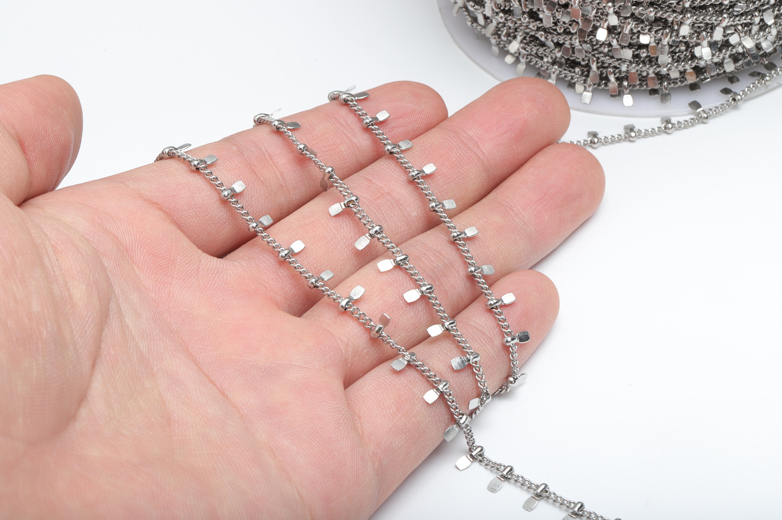 Steel Paper Clip Chain - 304 Stainless Steel Cable Chain - Hammered ...