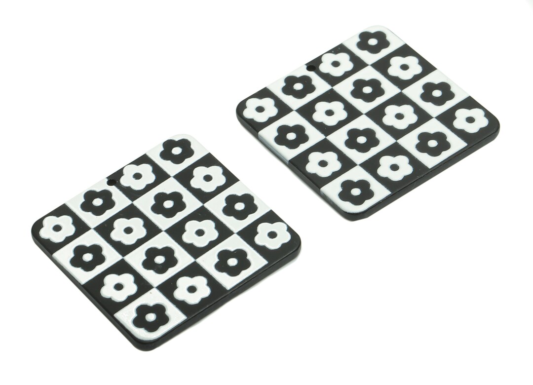 Acrylic Square Flower Earring Charms - Acrylic Flower Square Pendant ...