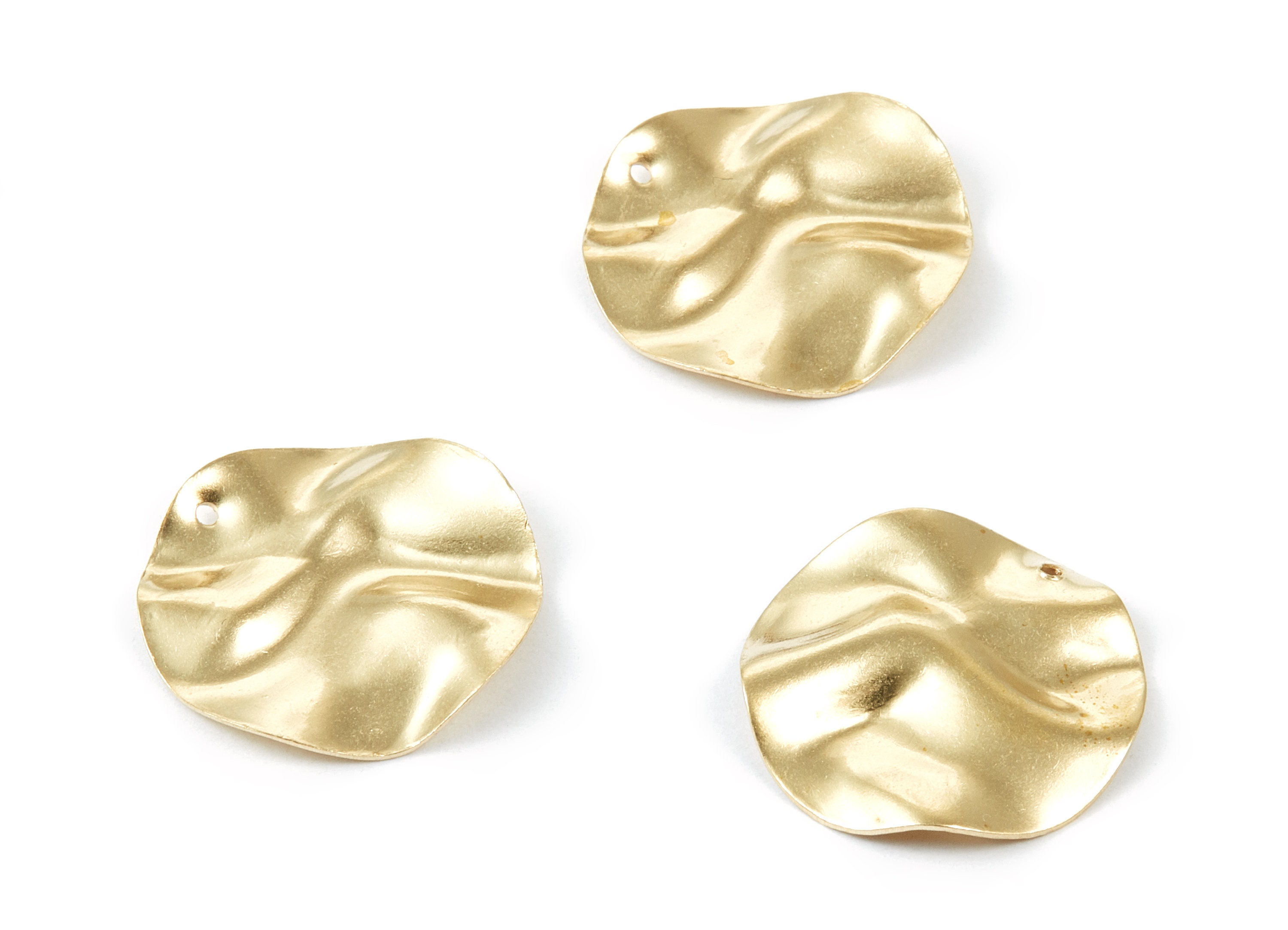 Brass Wavy Disc Charms - Wavy Disc Raw Brass Pendant - Earring Findings ...