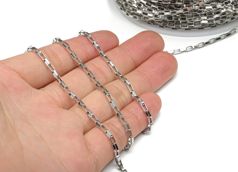Steel Box Chain 304 Stainless Steel Box Chain Silver Tone - Etsy