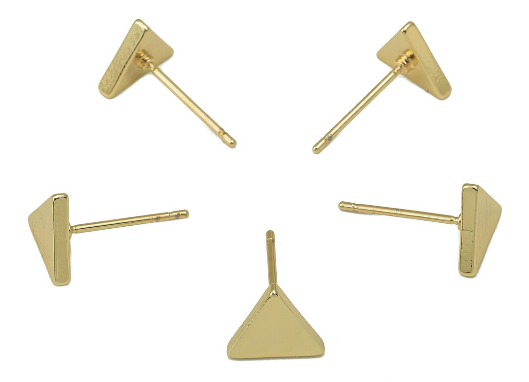 Brass Mini Triangle Earring Stud - Regular Triangle Earring - Geometric ...
