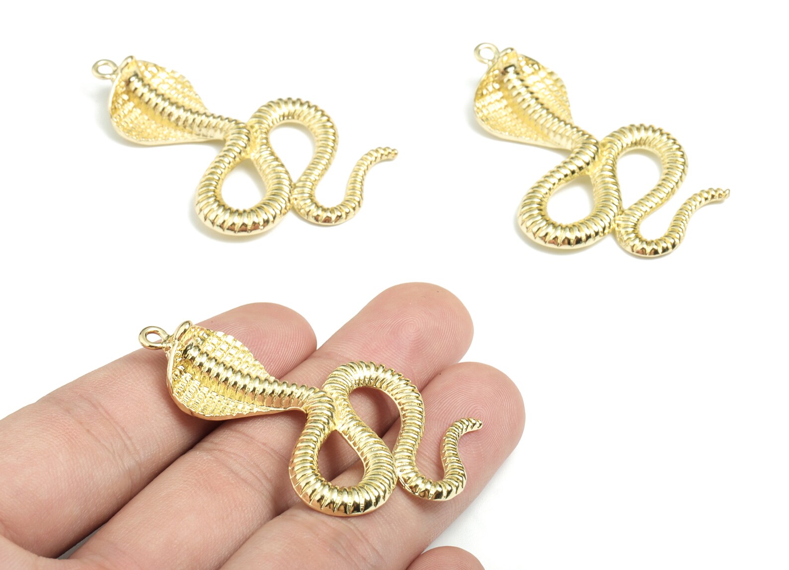 Alloy Snake Earring Charms - Gold Alloy Cobra Pendant - Gold Tone ...