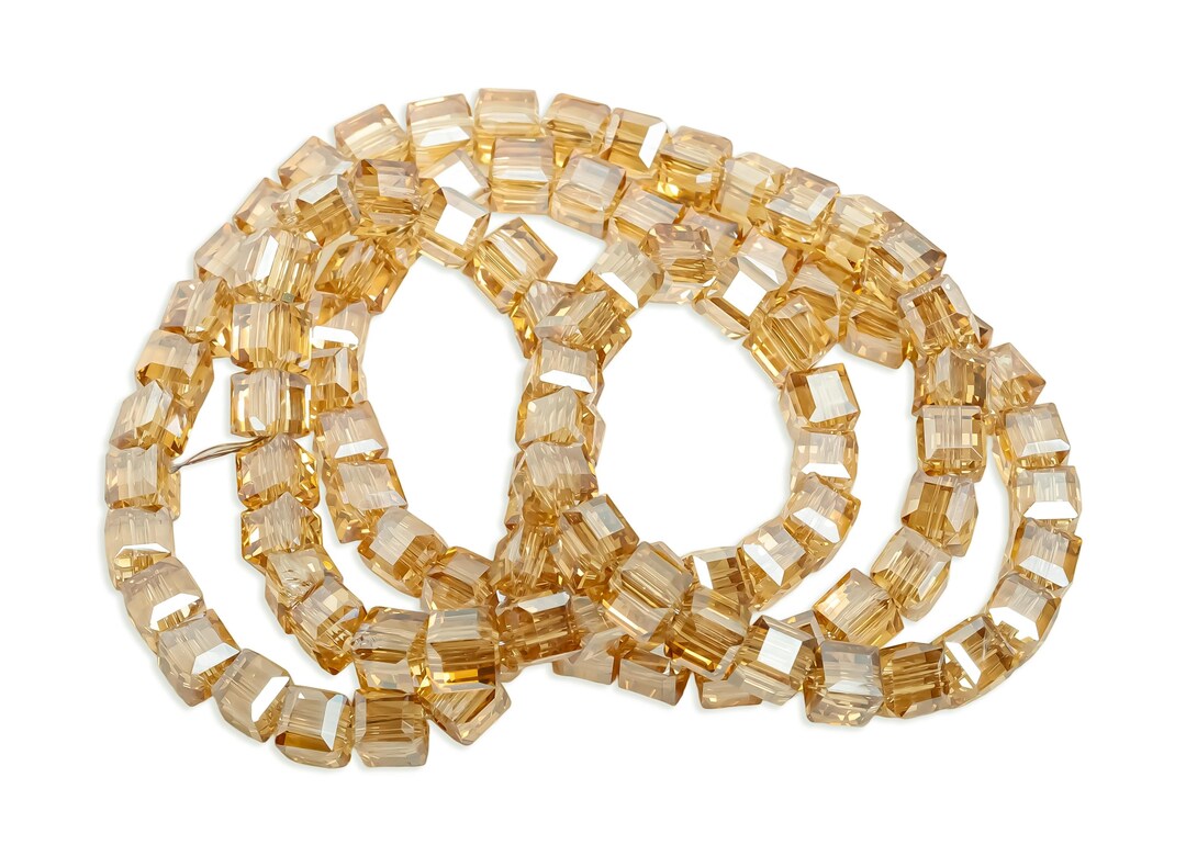 Crystal Cube Bead - 52cm/strand - Gleaming Champagne Bead for Jewelry ...