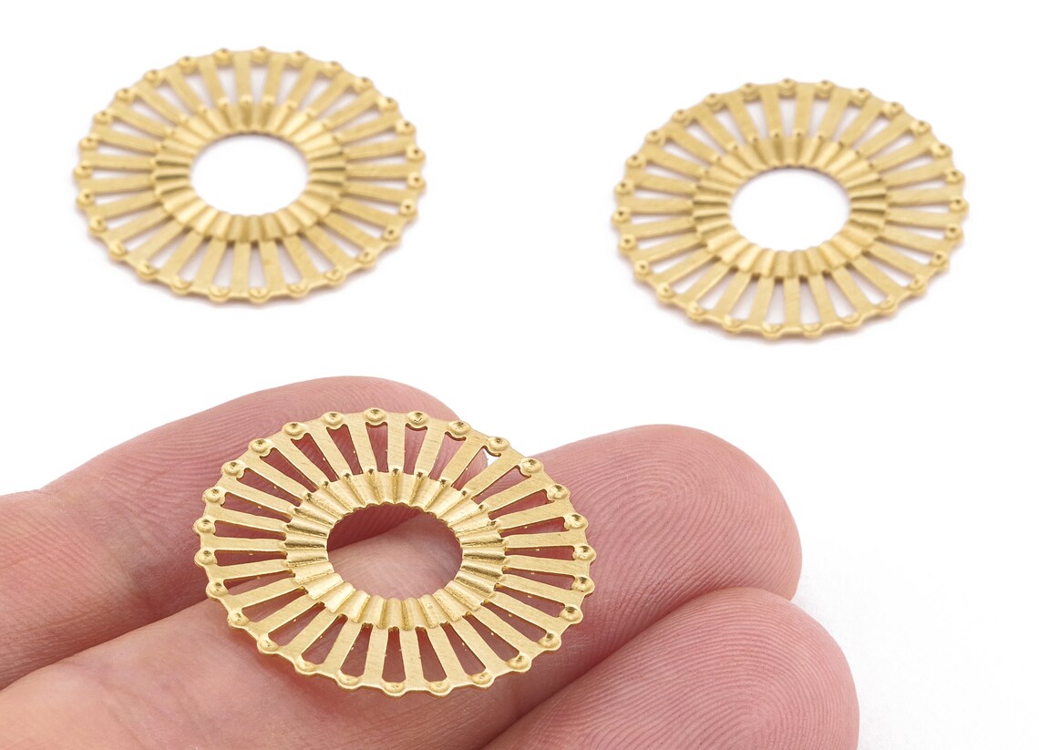 Brass Circle Charms - Raw Brass Round Earrings and Pendant - Earring ...