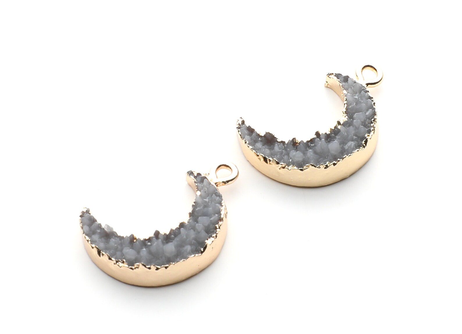 Druzy Earring Charms Gray Resin Copper Earrings for Left - Etsy