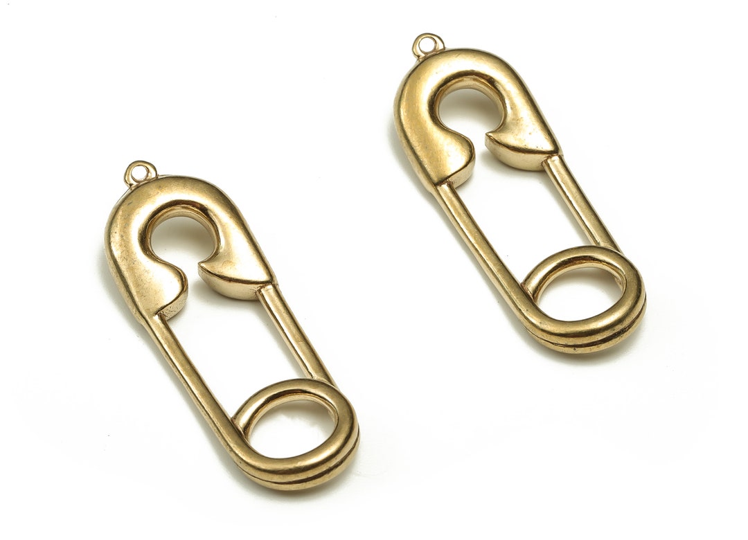 Brass Lock Pin Earring Charms - Raw Brass Lock Pin Pendant - Earring ...