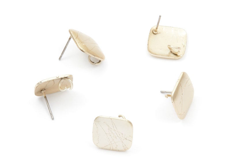 Iron Earring Stud Gold Tone Plated Square Shaped Earring - Etsy