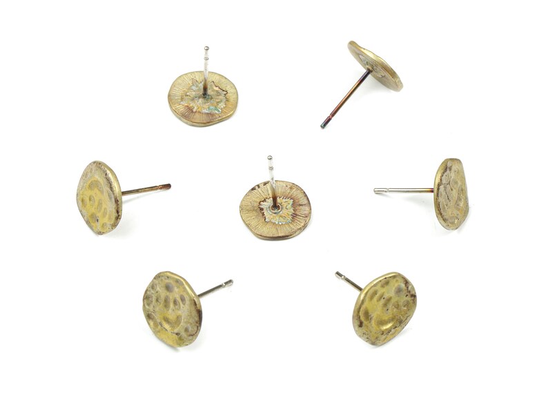Brass Round Earring Stud With Loop Raw Brass Round Earring - Etsy