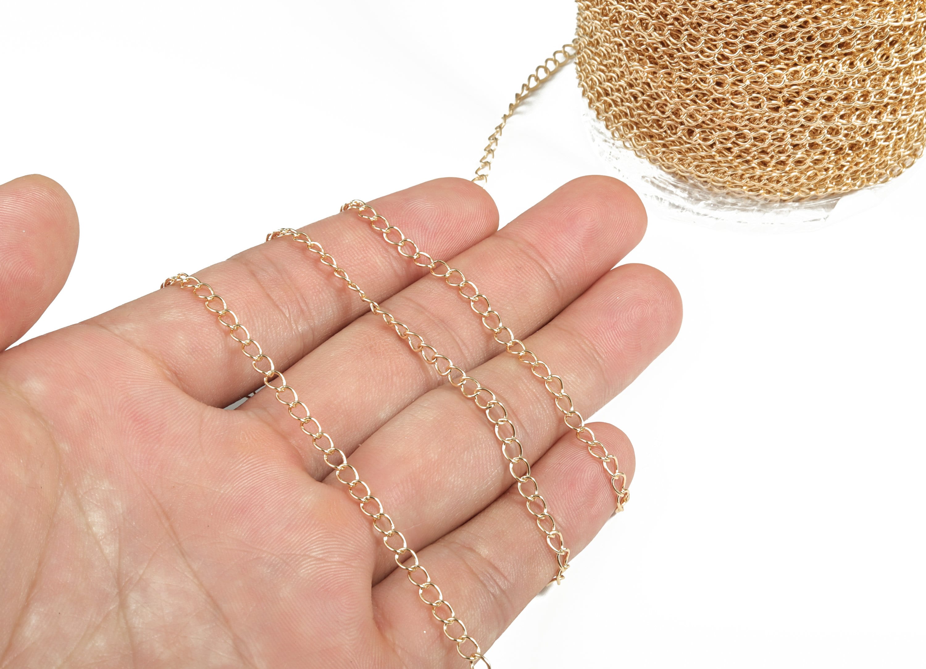 Gold Mini Curb Chain 18K Real Gold Brass Thin Soldered | Etsy