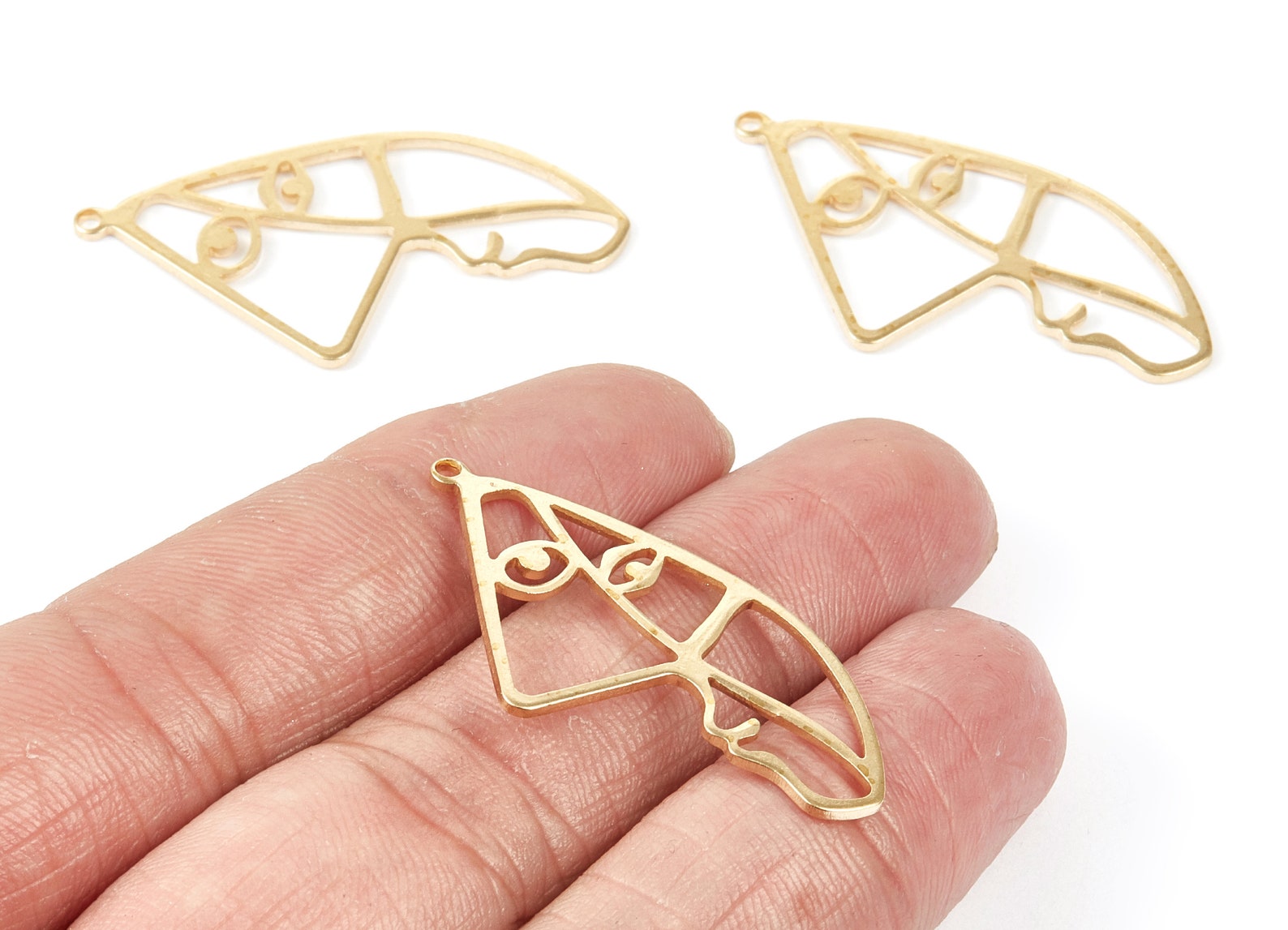 Brass Face Charms - Face Shaped Raw Brass Pendant - Brass Earring ...