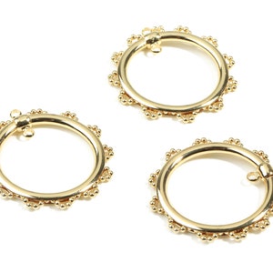 Brass Hoop Earring Connector - Gold Round Necklacet Connectors - 18K ...