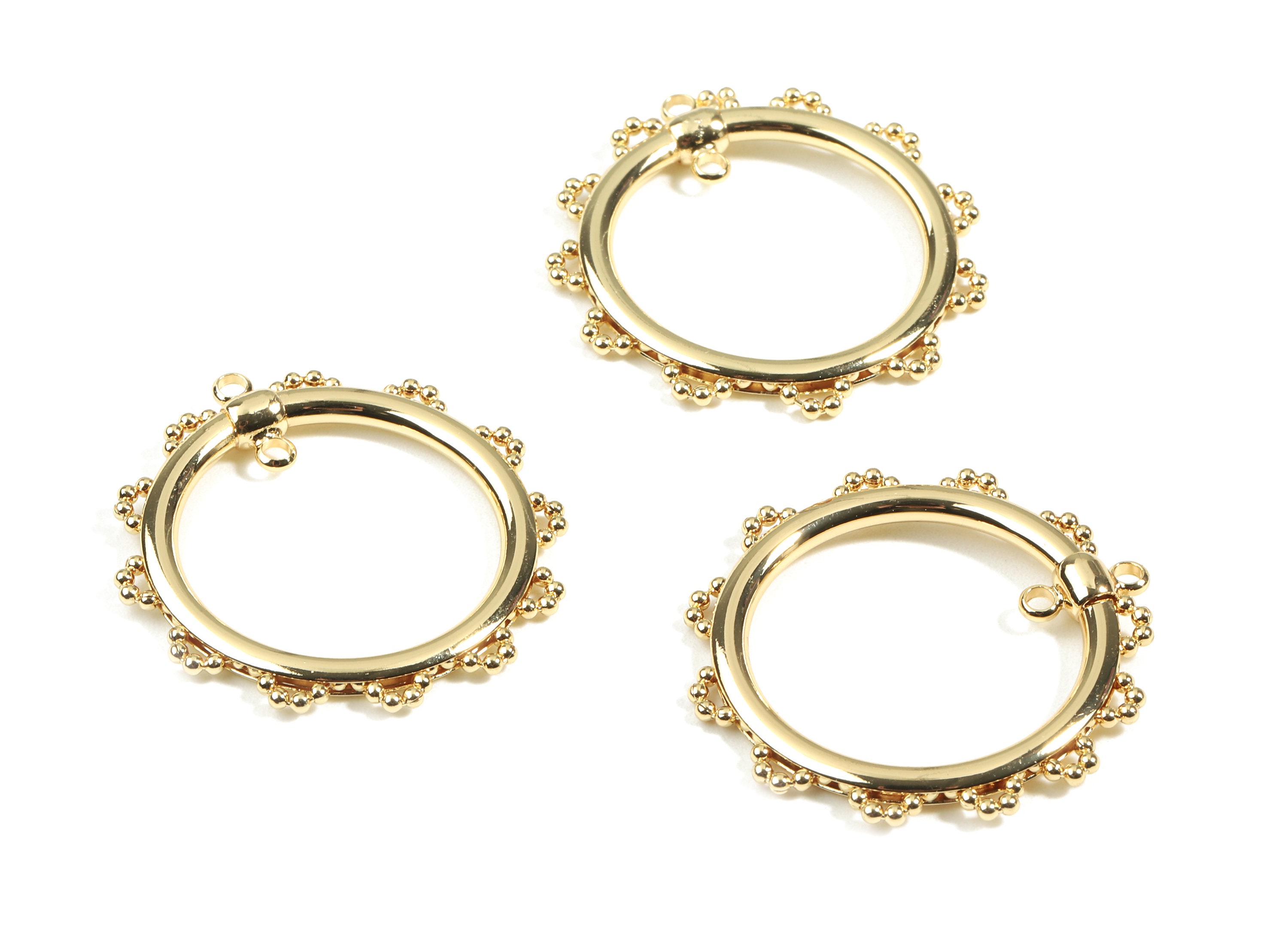 Brass Hoop Earring Connector - Gold Round Necklacet Connectors - 18K ...