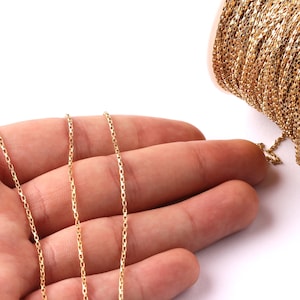 Rectangle Box Chain - Link Chain - Raw Brass Chain - Tiny Rectangle Box ...