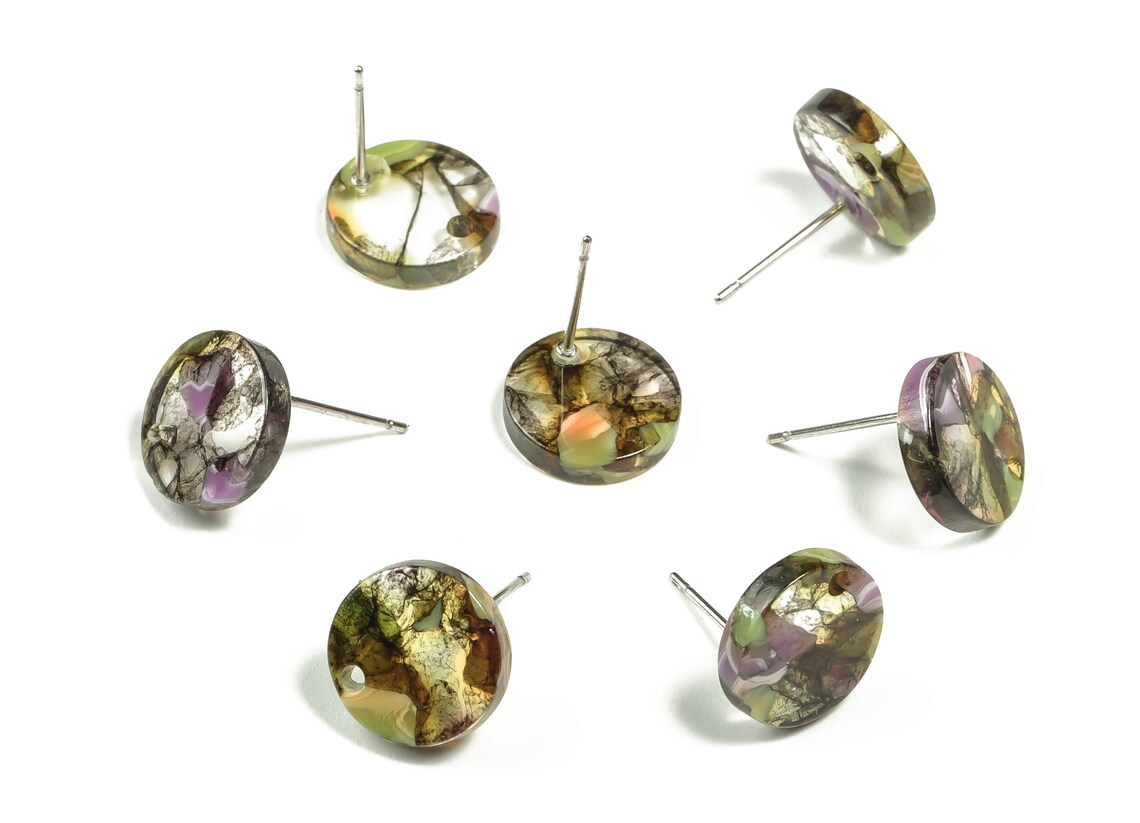 Acetate Round Earring Stud - Round Earring Post and Stud - Earring ...
