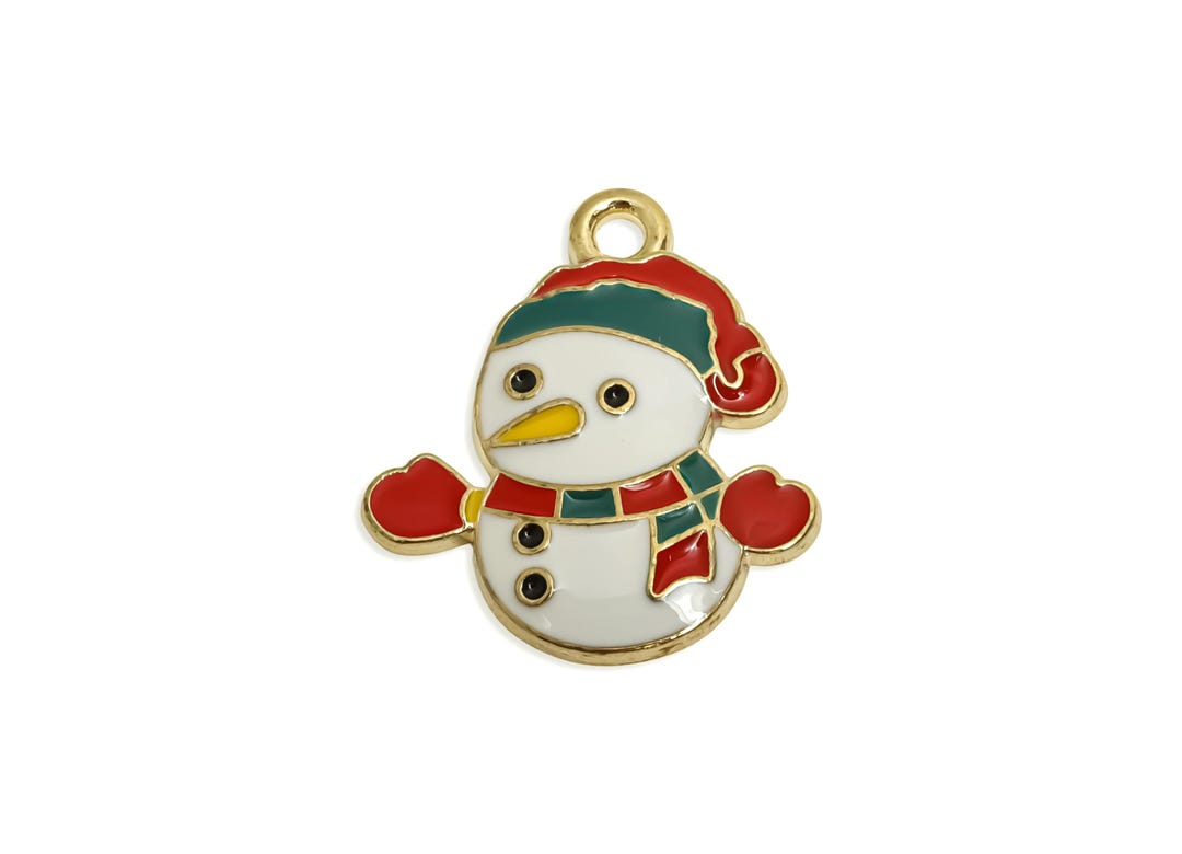 Alloy Enamel Snowman Charm - Alloy Christmas Snowman Pendant - Festive ...