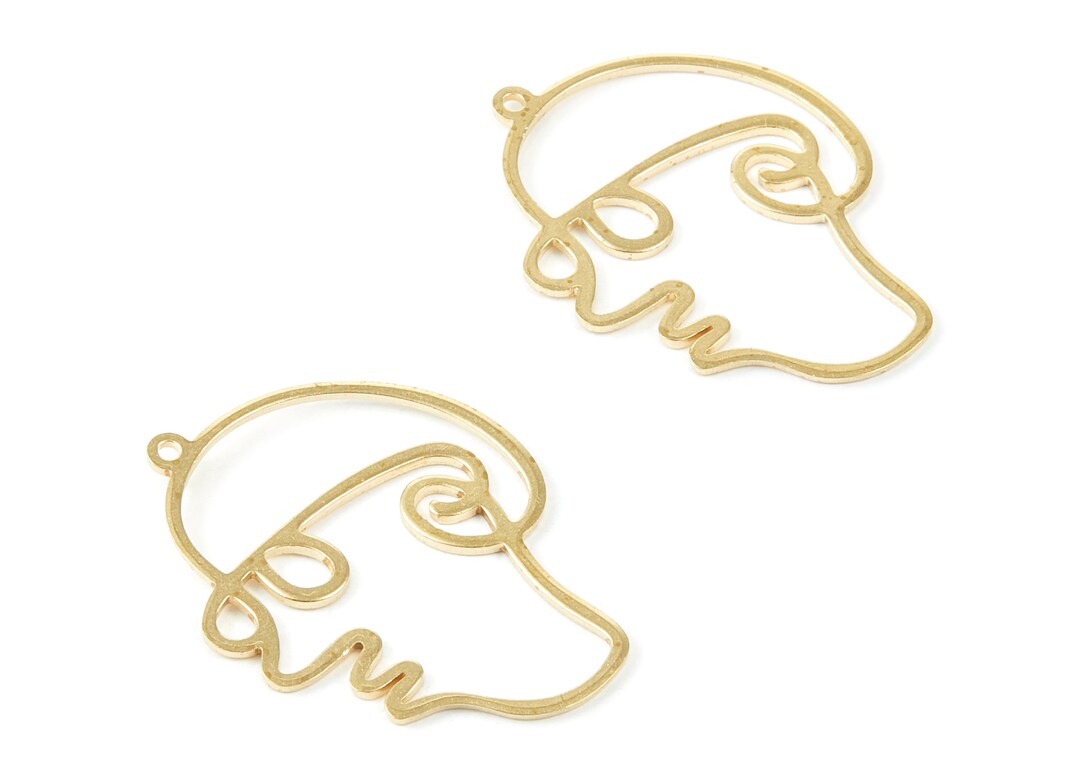 Brass Face Charms Face Shaped Raw Brass Pendant Earring Findings ...