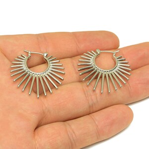 Brass Sun Hoop Earring - Brass Sunshine Hinged Lock Earring - Brass ...