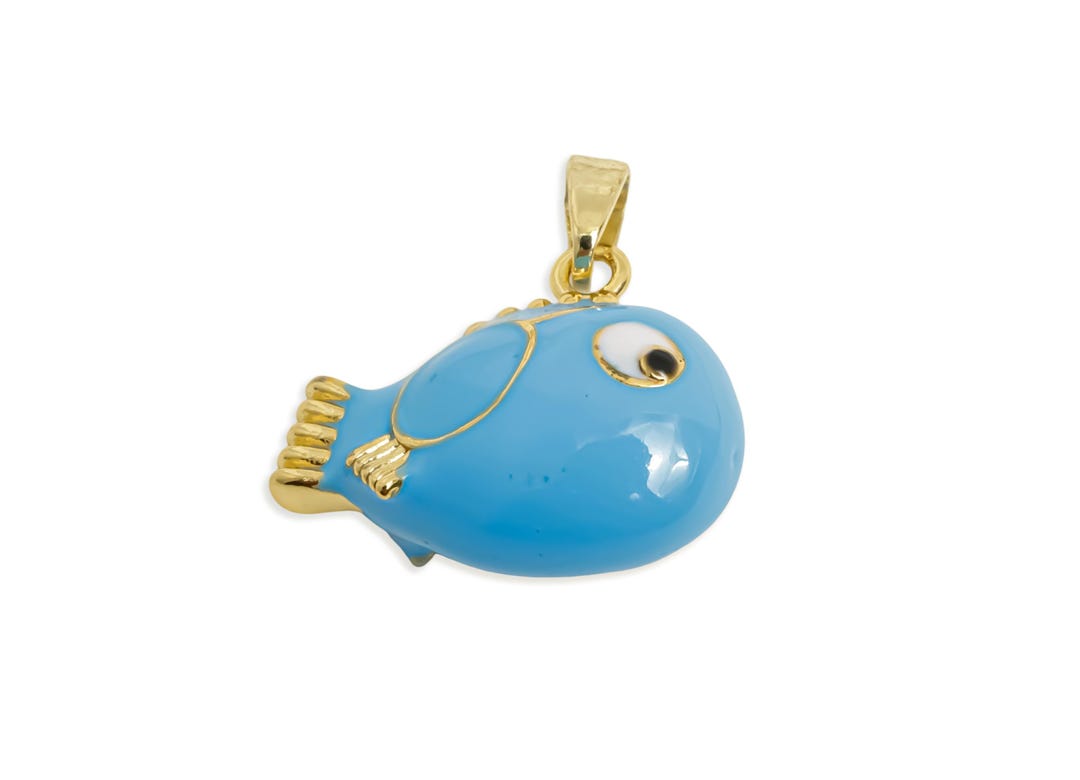 Blue Enamel Fish Pendant - Marine Life Pendant - Cartoon Fish Necklace ...