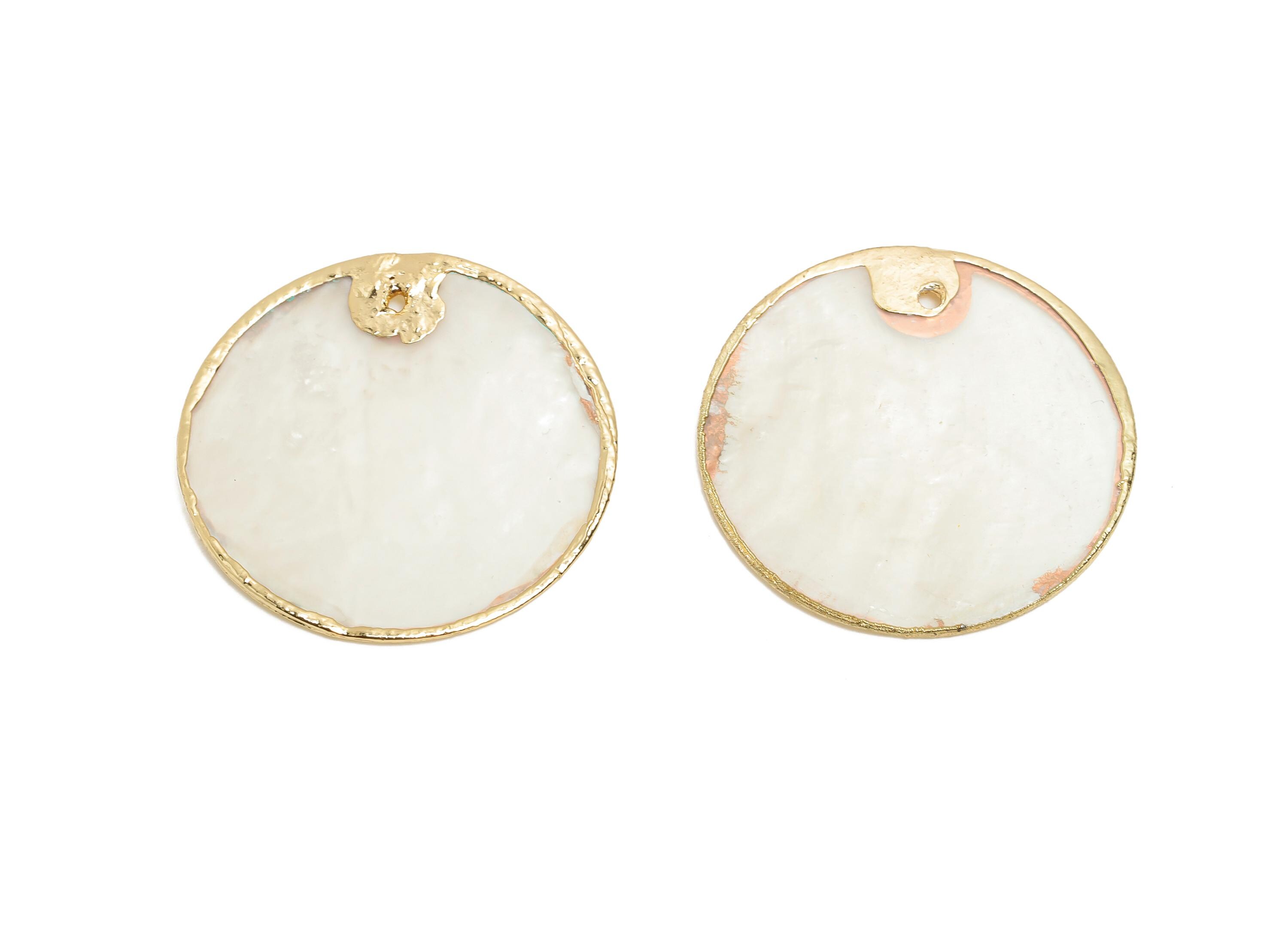 Round Shell Disc Charm - Natural Seashell Pendant - Natural Shell With ...