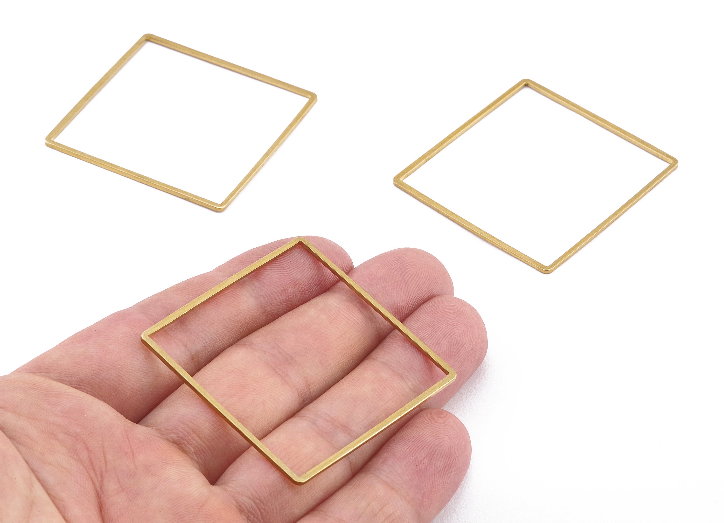 Brass Square Charms - Square Shpaed Raw Brass Connector - Geometric ...