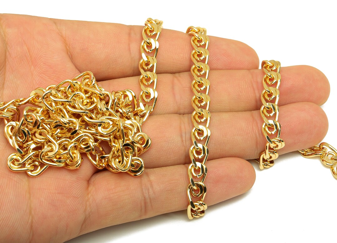 Brass Handmade Bead Chain - Brass Open Link Chain - Brass Gold Hammered ...