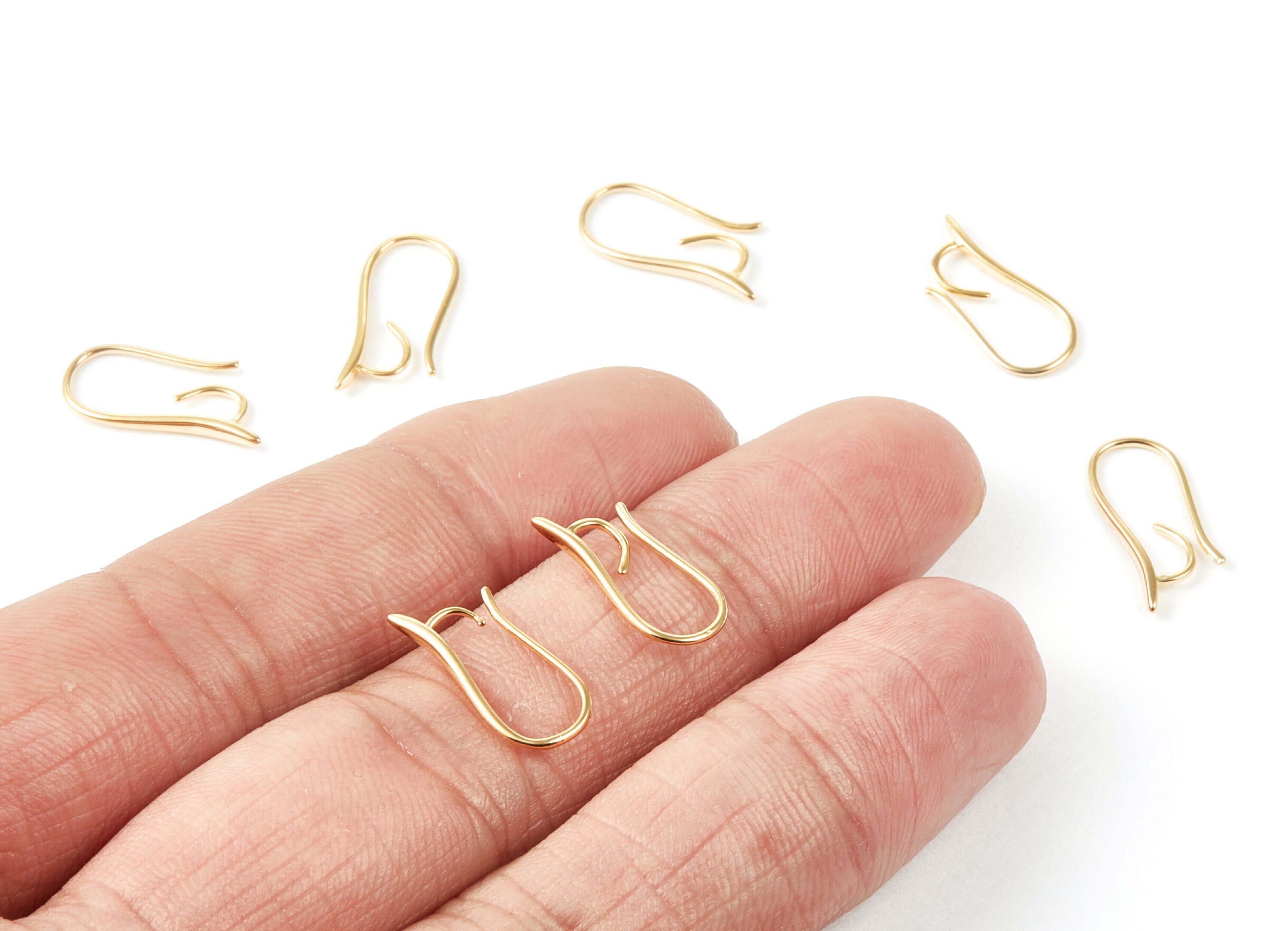 Brass Earring Wires Brass Earring Hooks 18K Real Gold | Etsy