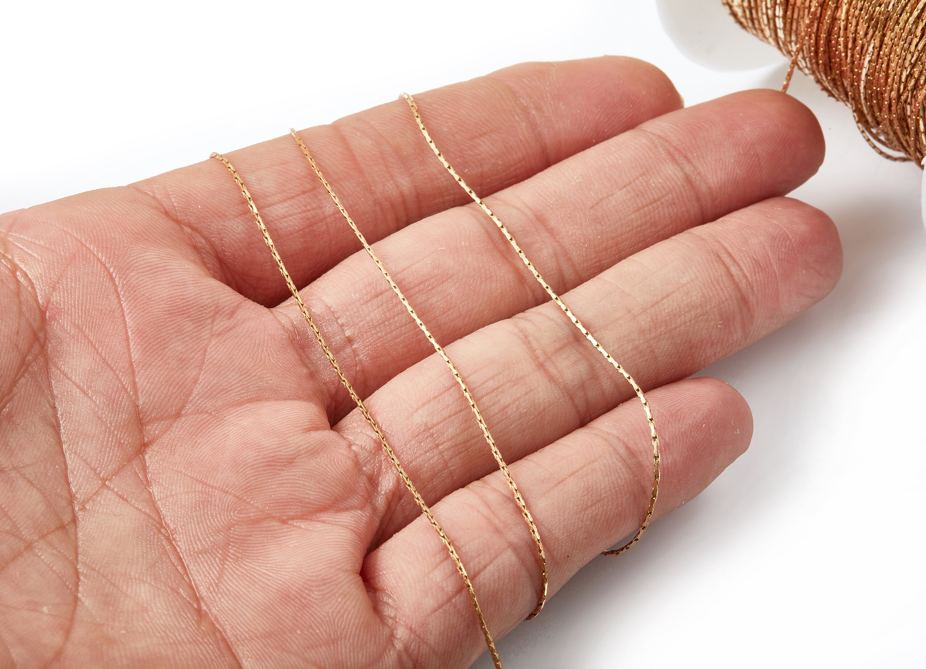 Faceted Tiny Snake Chain Brass Chain Raw Brass Faceted | Etsy