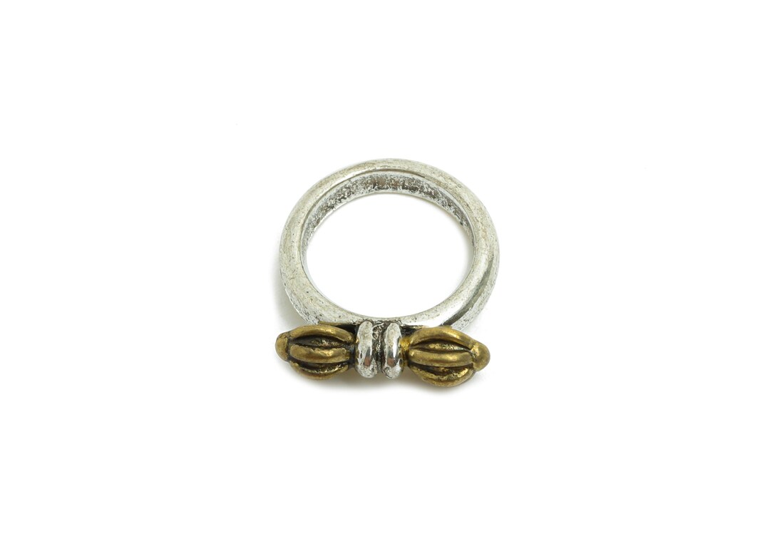 Bow Spacer Ring Bead - Brass Antique Silver Color Bow Bead - Vintage ...