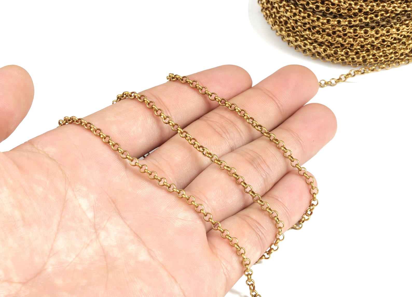 Brass Rolo Chain - Raw Brass Chain - Unsoldered Round Rolo Chain - 0.13 ...