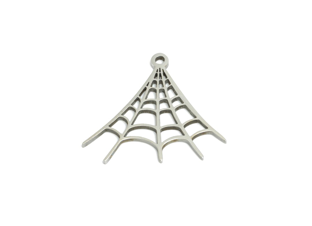 Steel Spider Web Pendant - Gothic Web Charm for Jewelry - Laser Cut Web ...