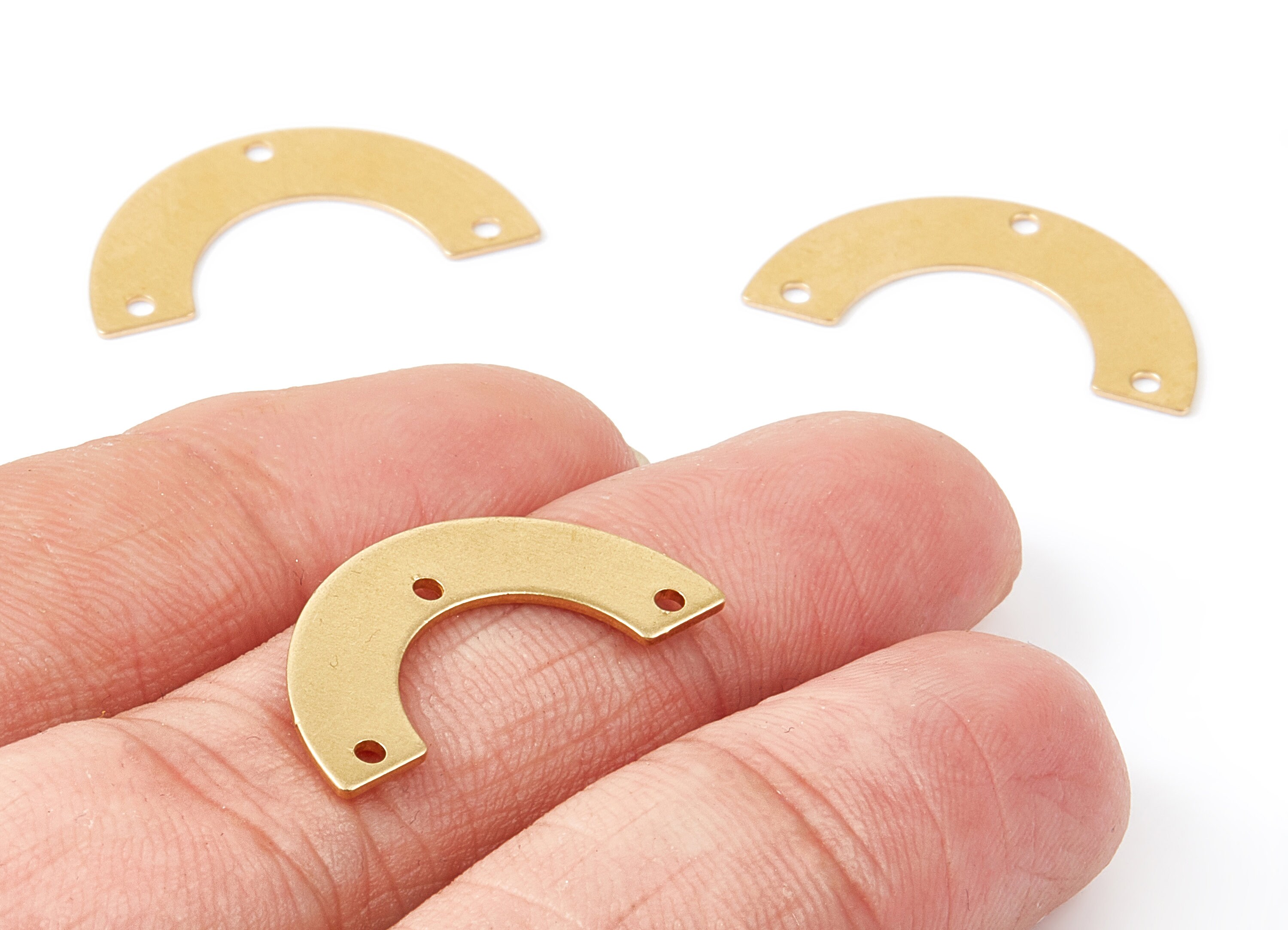 Brass Half Circle Connector 3 Holes Brass Charms Raw - Etsy