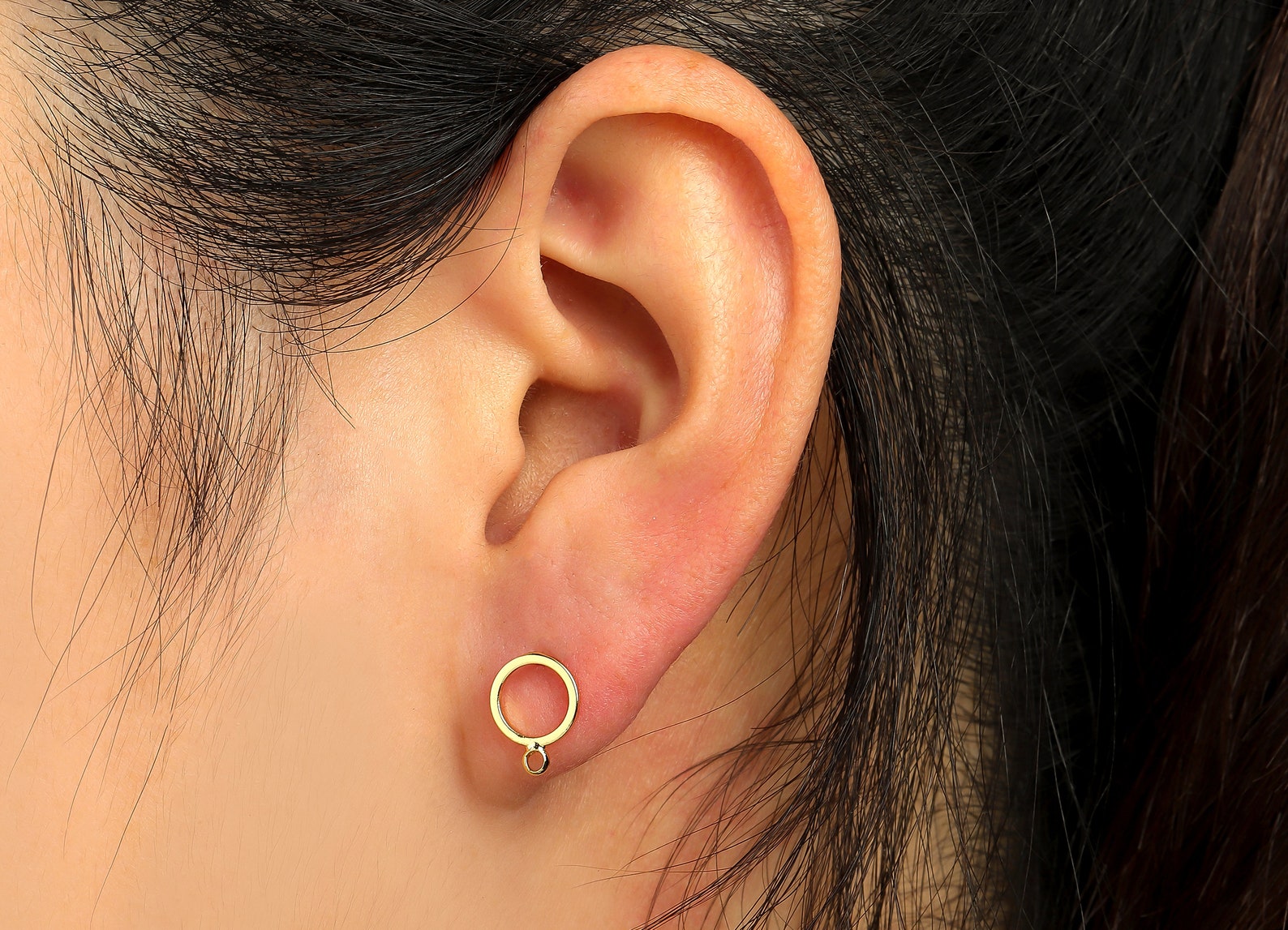 Brass Round Earing Post Brass Circle Earring Stud 18K Real - Etsy