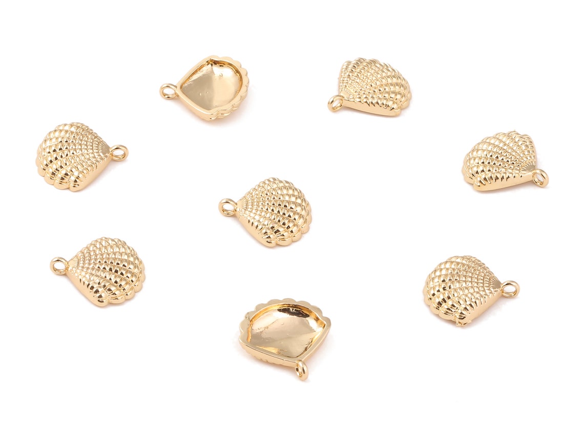 Brass Mussel Shell Charms - Brass Mussel Shell Pendant - 18K Real Gold ...