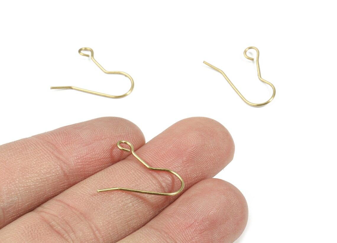Brass Earring Hooks - Raw Brass Earring Wire Hook - Ear Wire - Jewelry ...