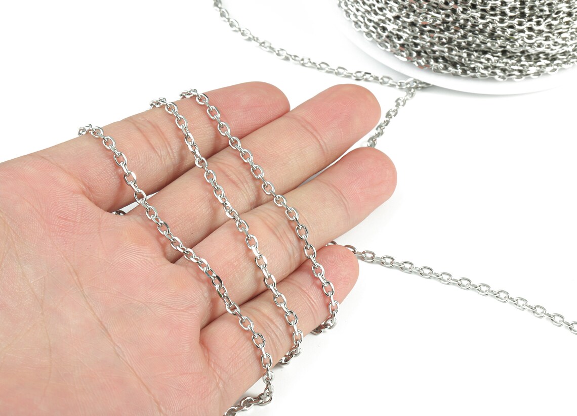 Flat Cable Chain Stainless Steel Chain Faceted Cable | Etsy