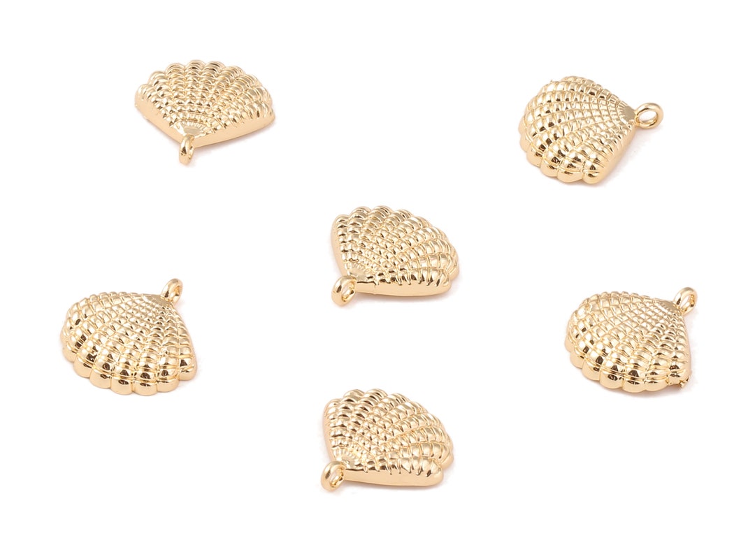 Brass Mussel Shell Charms - Brass Mussel Shell Pendant - 18K Real Gold ...