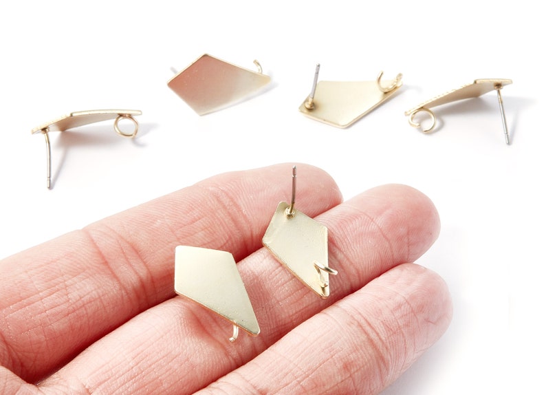 Iron Earring Stud Gold Tone Plated Diamond Shaped Earring - Etsy